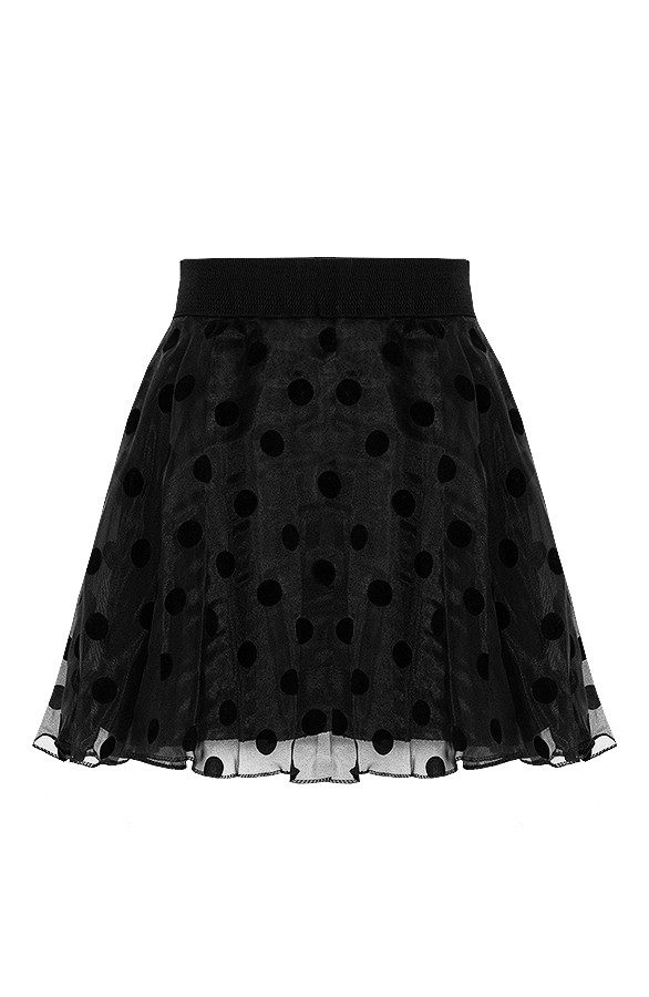 Polkadot Tule Rok Zwart | fashionmusthaves.nl
