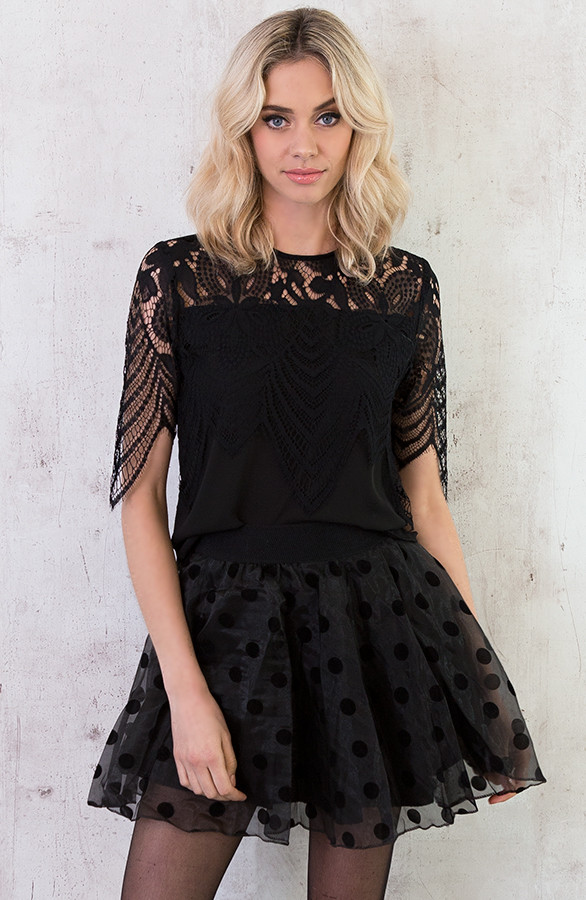 Polkadot Tule Rok Zwart | fashionmusthaves.nl