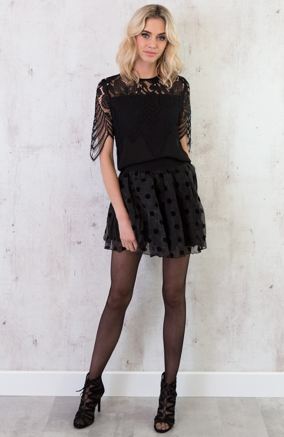 Polkadot Tule Rok Zwart | fashionmusthaves.nl