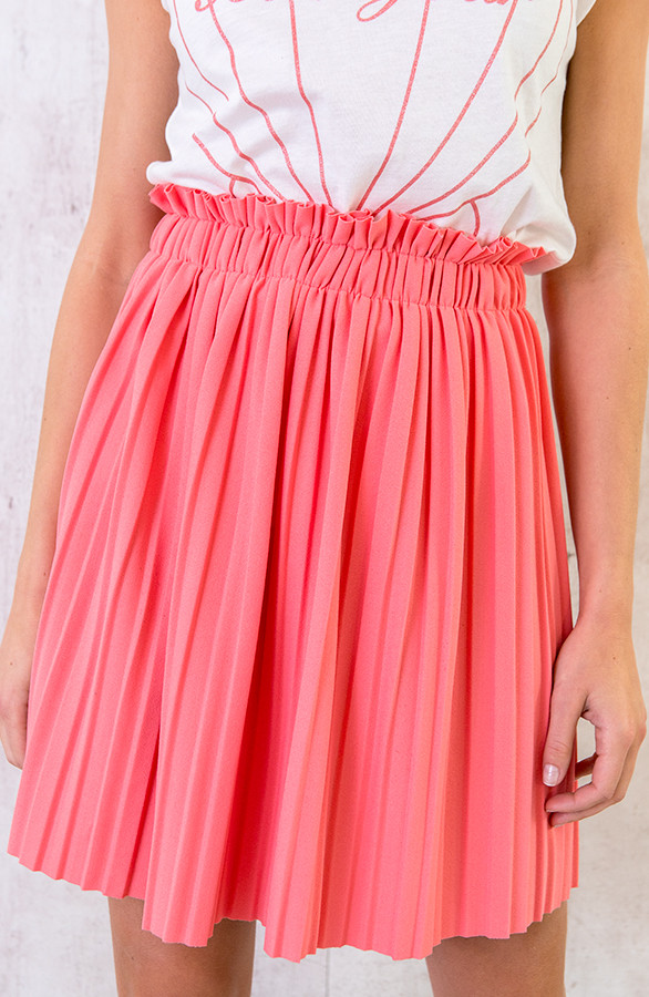 Plisse Rok Koraal | fashionmusthaves.nl