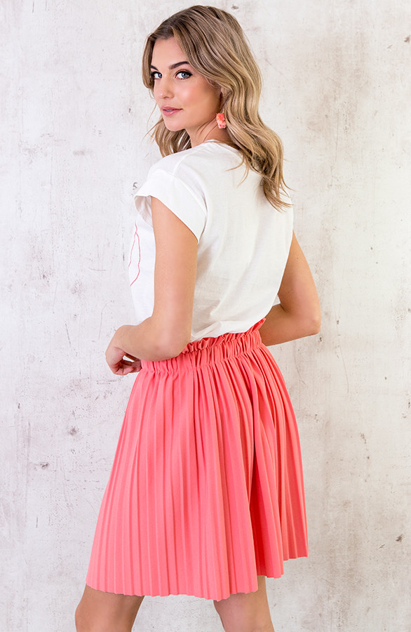 Plisse Rok Koraal | fashionmusthaves.nl