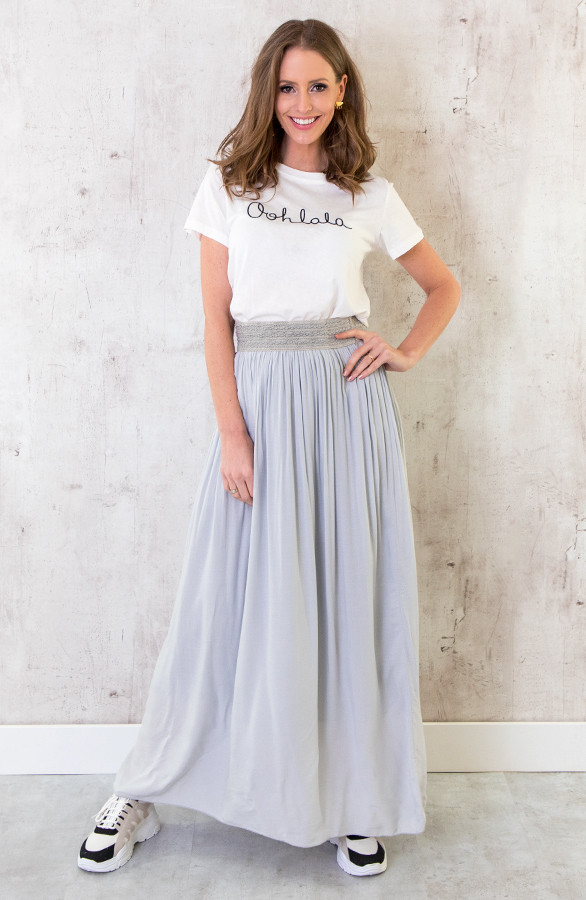Maxi Rok Grijs | fashionmusthaves.nl