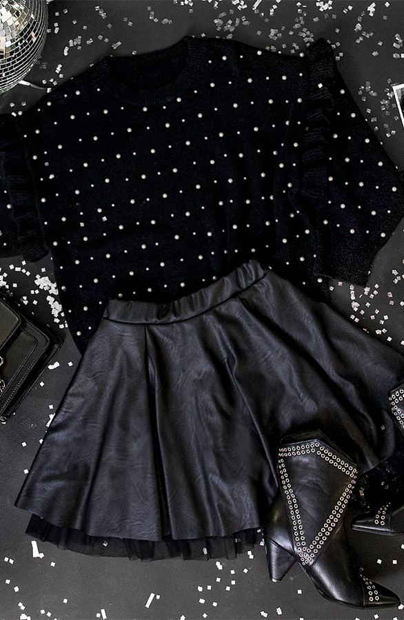 Leren Tule Rok Zwart | fashionmusthaves.nl