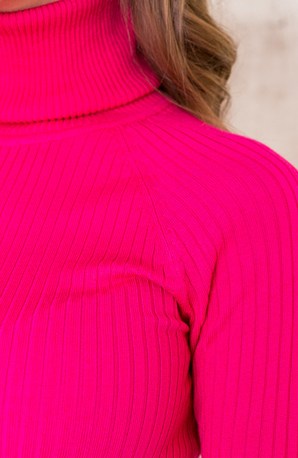 Stretch Jurk Met Col Fuchsia | fashionmusthaves.nl
