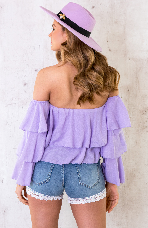Linnen Laagjes Top Lila | fashionmusthaves.nl