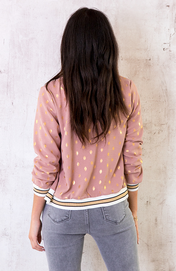 Bomber Jasje Metallic Feathers Oud Roze | fashionmusthaves.nl