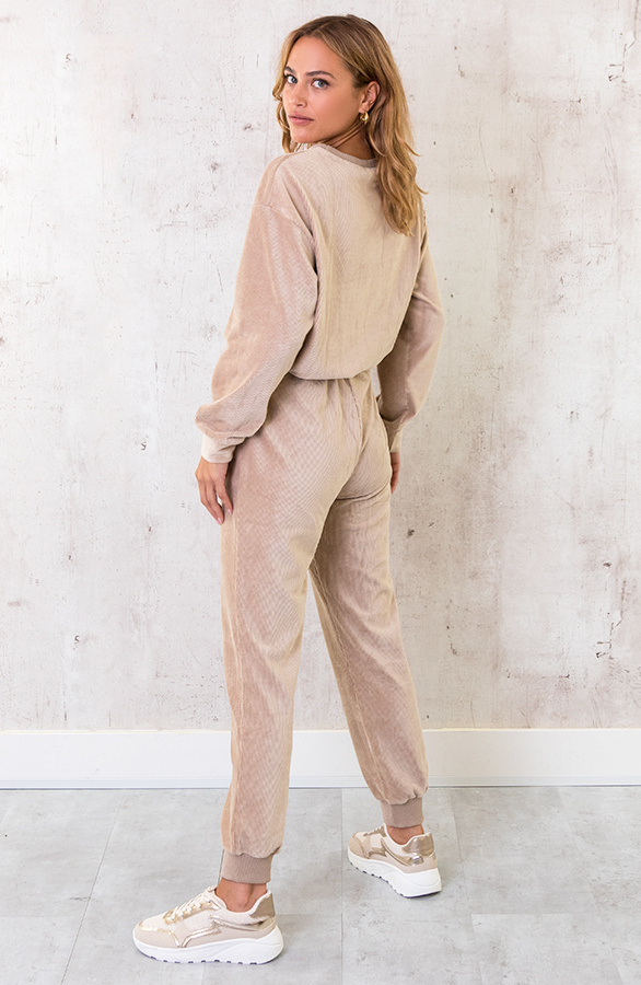 Corduroy Jogging Trui Beige | fashionmusthaves.nl