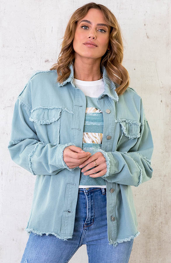 Cotton Oversized Jacket Mint | fashionmusthaves.nl