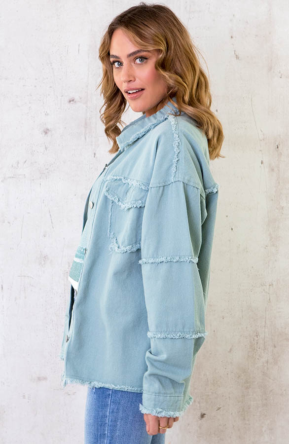 Cotton Oversized Jacket Mint | fashionmusthaves.nl