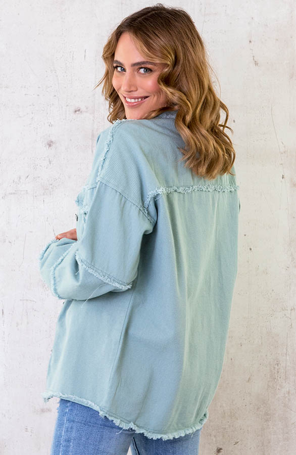 Cotton Oversized Jacket Mint | fashionmusthaves.nl