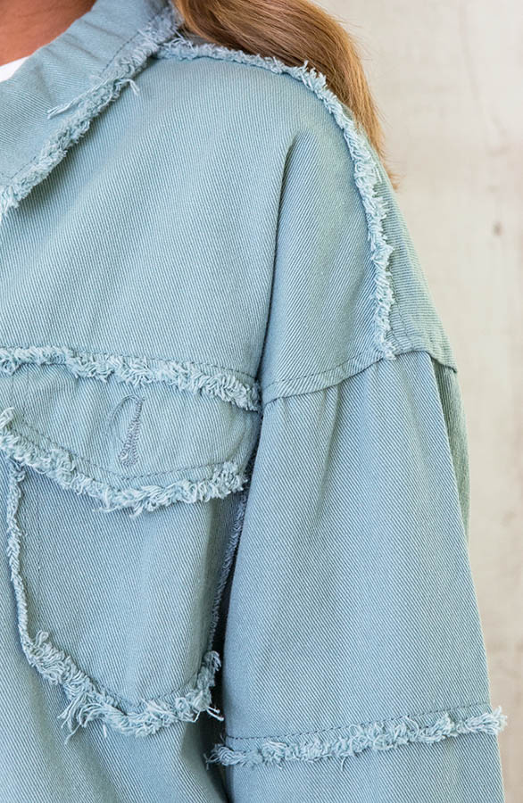 Cotton Oversized Jacket Mint | fashionmusthaves.nl