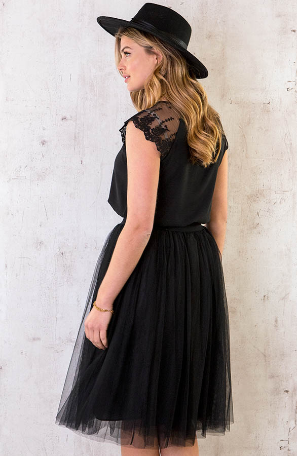 Midi Tule Rok Zwart | fashionmusthaves.nl