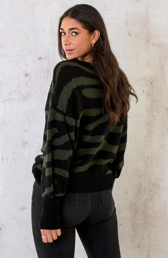 Zebra Trui Army | fashionmusthaves.nl