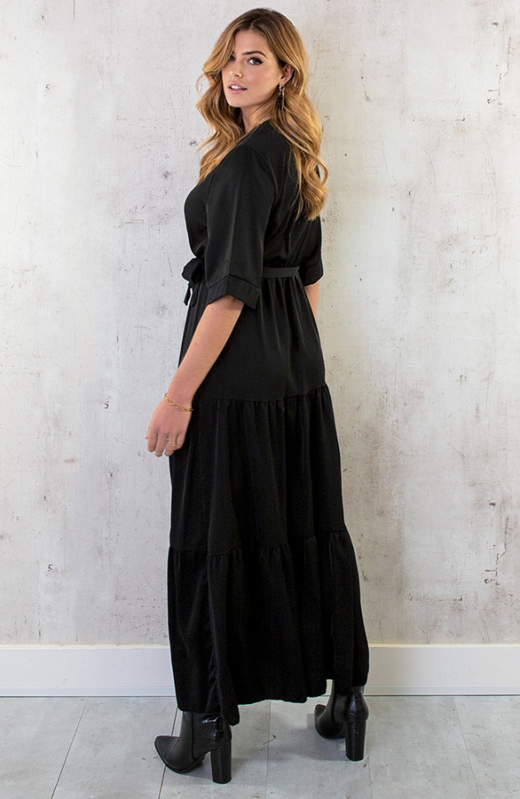 Kimono Maxi Dress Zwart | fashionmusthaves.nl