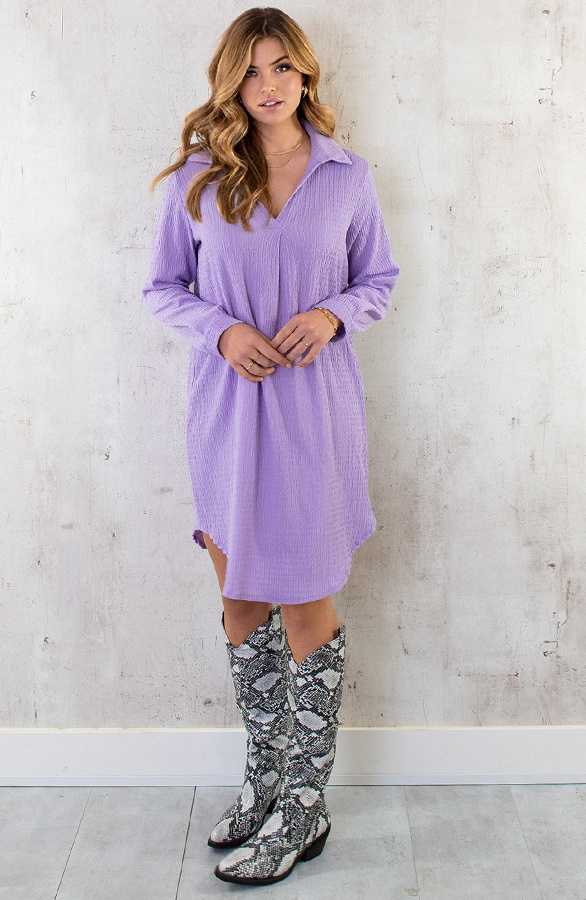 Smocked Blouse Dress Lila | fashionmusthaves.nl