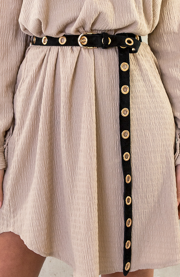 Suede Gesp Riem Lang Zwart | fashionmusthaves.nl