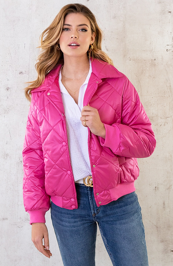 Bomber Jacket Quilted Fuchsia | Fashionmusthaves.nl