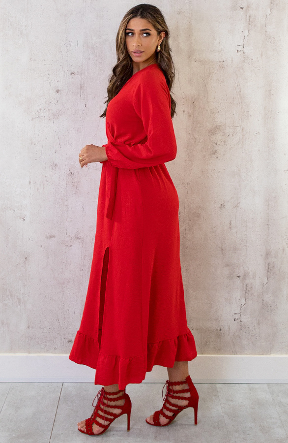 Maxi Jurk Split Rood | Fashionmusthaves.nl