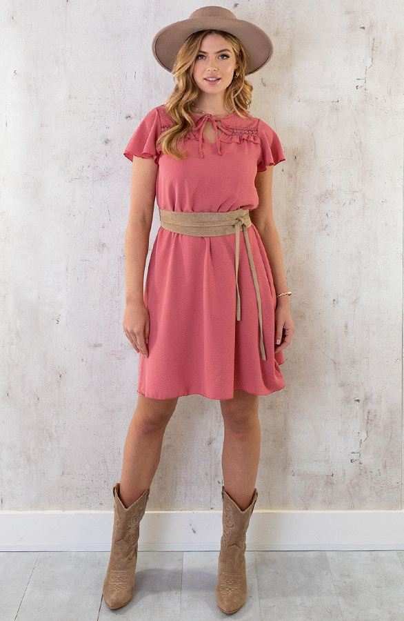 Puglia Dress Dust Roze | Fashionmusthaves.nl