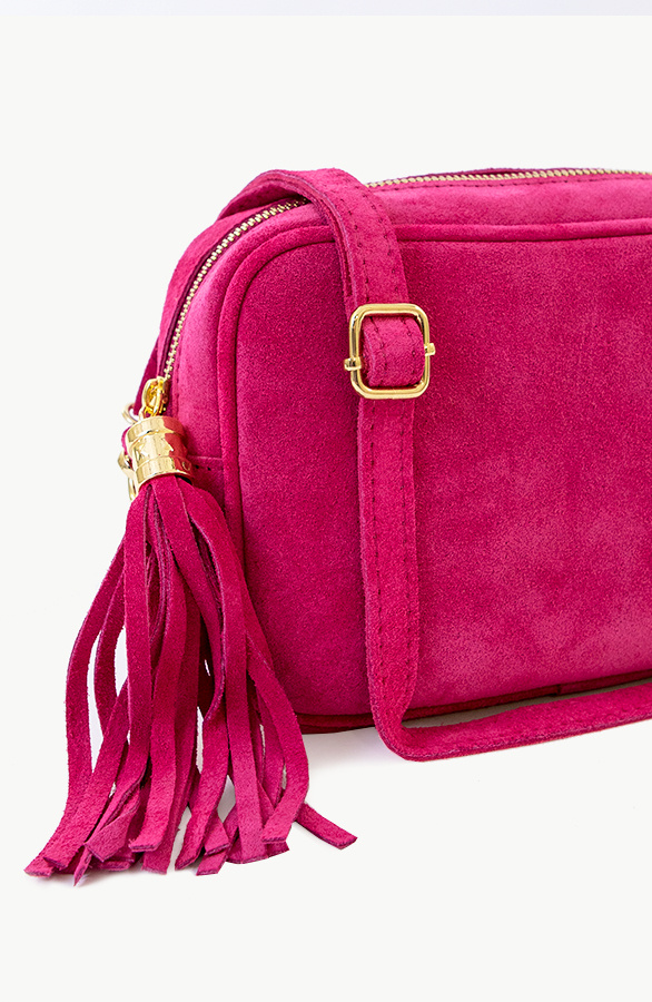 Suede Tas Met Rits Fuchsia | Fashionmusthaves.nl