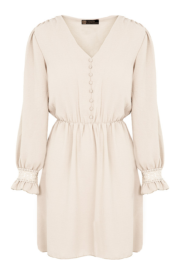 Romantic Lace Dress Beige | Fashionmusthaves.nl