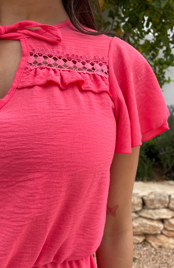 Puglia Dress Koraal | Fashionmusthaves.nl