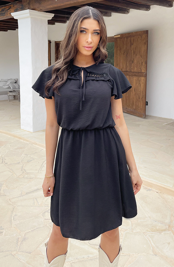 Puglia Dress Zwart | Fashionmusthaves.nl