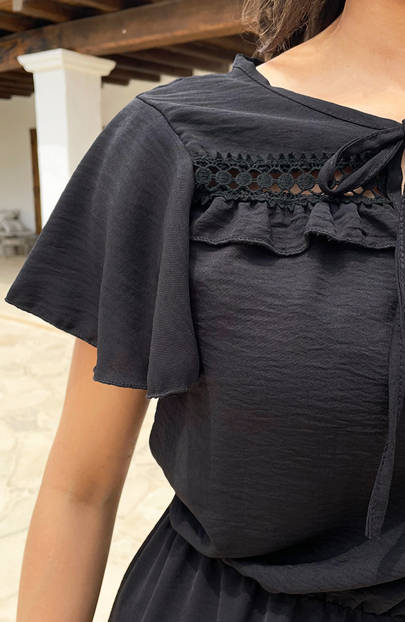 Puglia Dress Zwart | Fashionmusthaves.nl