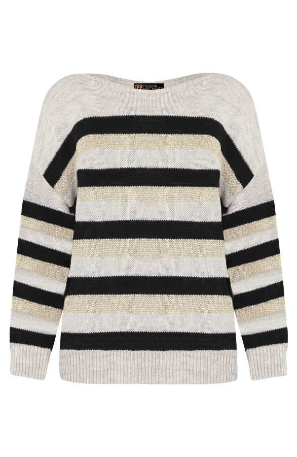 Strepen Trui Lurex Zwart | Fashionmusthaves.nl