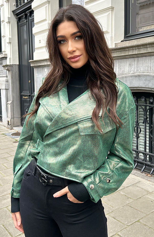 Oversized Limited Snake Jacket Green | Fashionmusthaves.nl