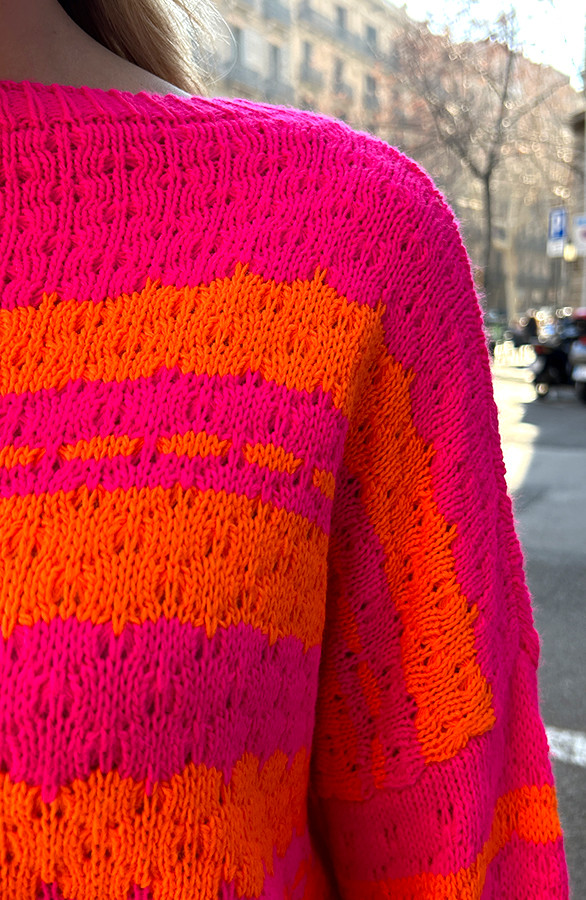 Boho Knitted Sweater Fuchsia | Fashionmusthaves.nl