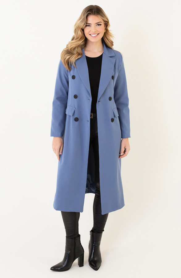 Lange Blazer Jeansblauw | Fashionmusthaves.nl