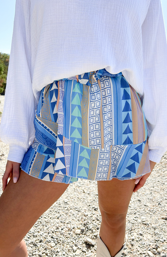 Aztec Skort Multicolor Blue | Fashionmusthaves.nl