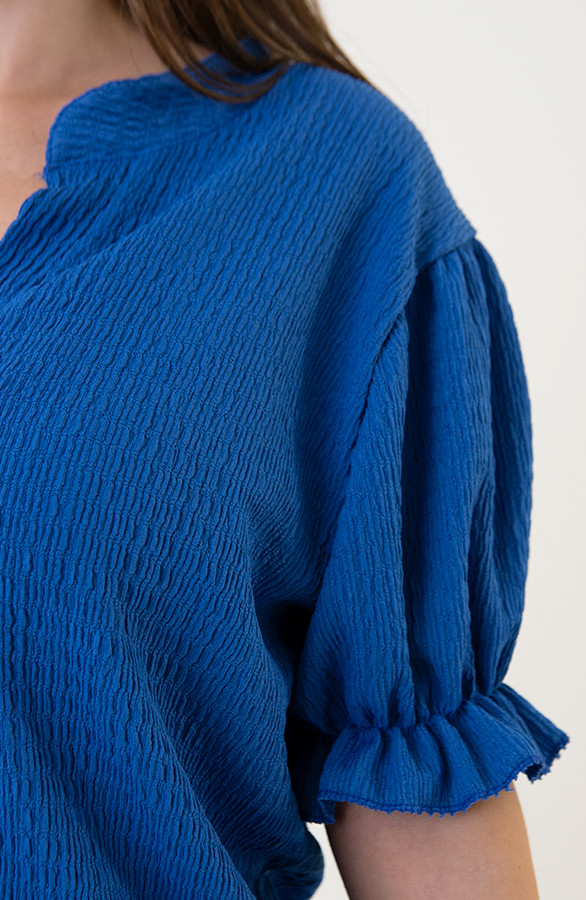 Smocked Top Sevilla Kobalt | Fashionmusthaves.nl