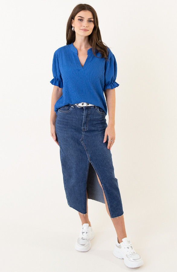 Smocked Top Sevilla Kobalt | Fashionmusthaves.nl