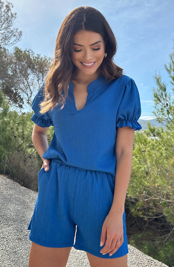 Co-ord Smocked Sevilla Kobalt | Fashionmusthaves.nl