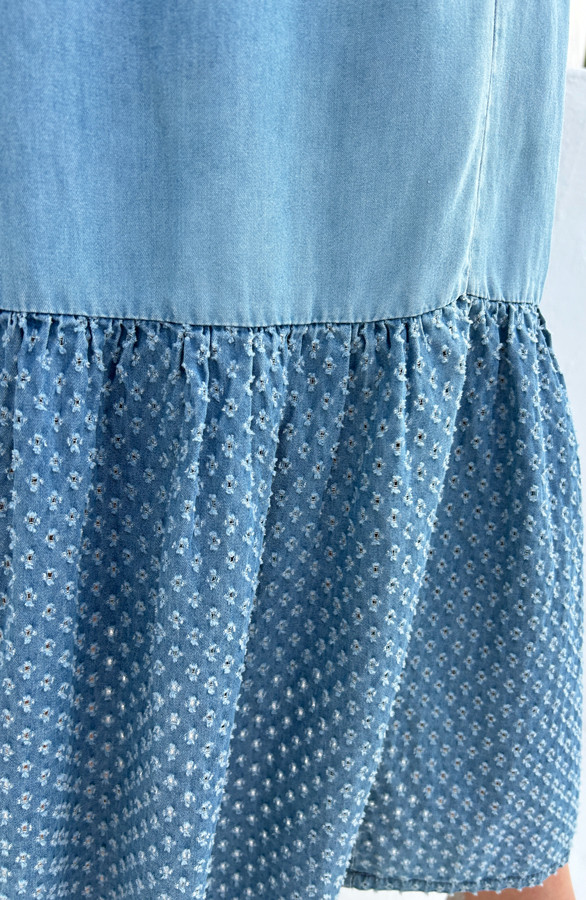Maxi Denim Rok Light Blue | Fashionmusthaves.nl