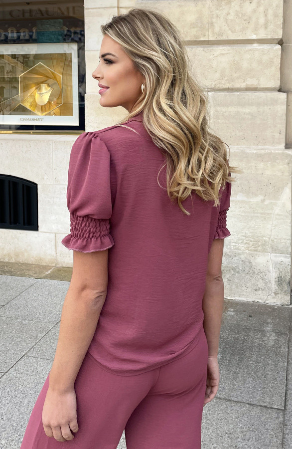 Mila Short Sleeve Top Dust pink | Fashionmusthaves.nl