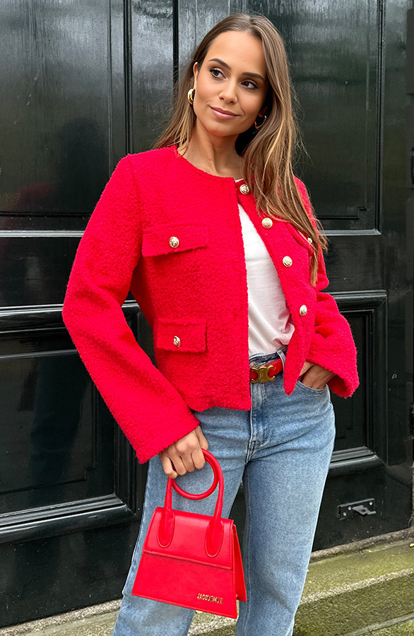 Classic Boucle Jacket Rood | Fashionmusthaves.nl