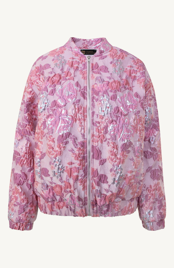Jacquard Roses Bomber Jacket Roze | Fashionmusthaves.nl