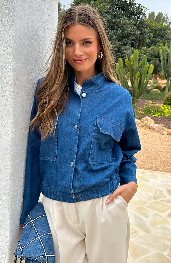 Bomber Jacket Denim | Fashionmusthaves.nl