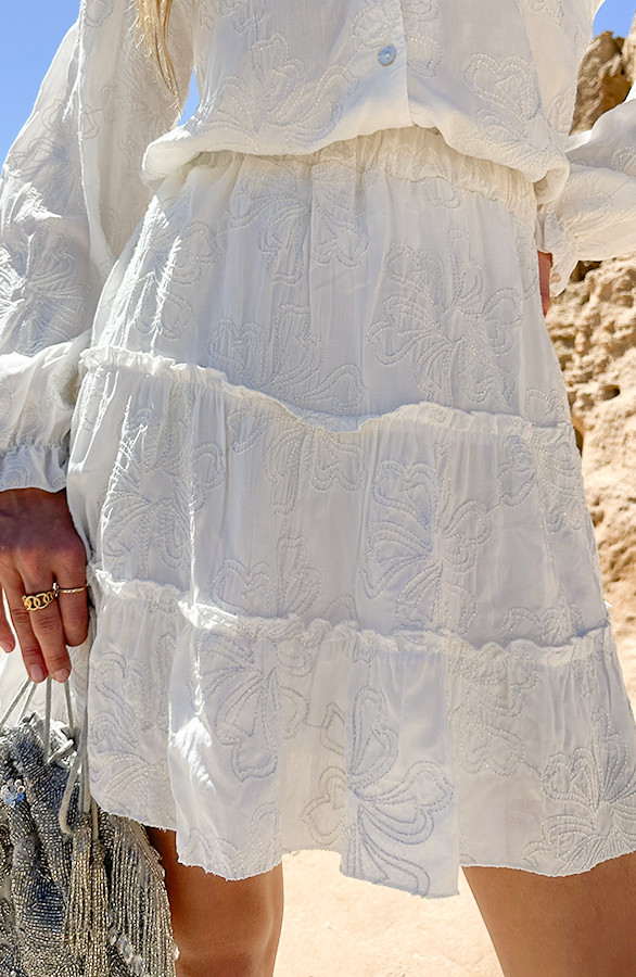 Embroidery Flower Rok Wit | Fashionmusthaves.nl