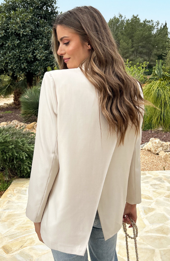 Oversized Open Back Blazer Beige | Fashionmusthaves.nl
