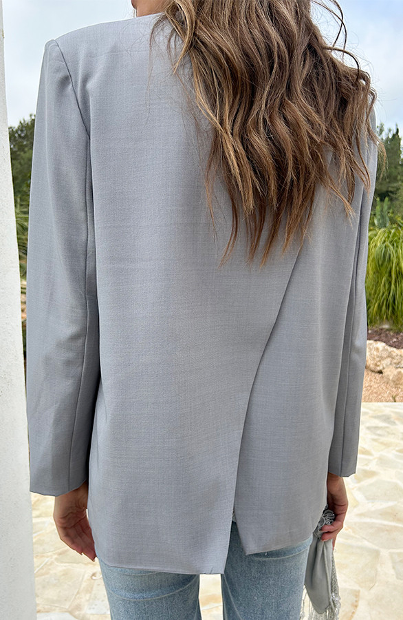 Oversized Open Back Blazer Grijs | Fashionmusthaves.nl