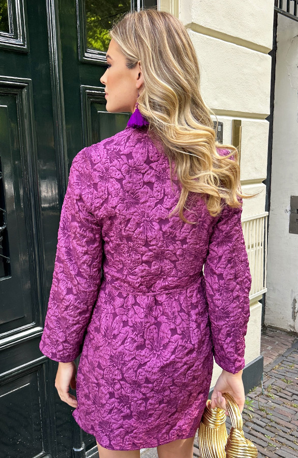 Flower Wrap Jurk Wine Red | Fashionmusthaves.nl