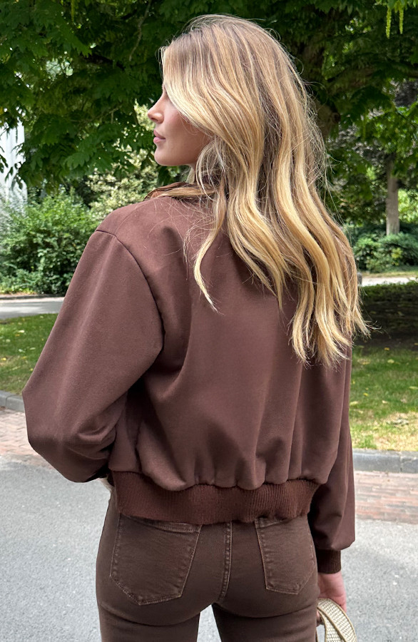 Suede Soft Bomber Jacket Choco | Fashionmusthaves.nl